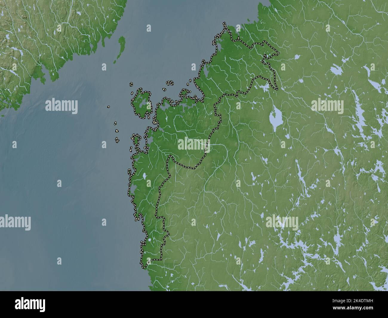 Ostrobothnia, region of Finland. Elevation map colored in wiki style ...