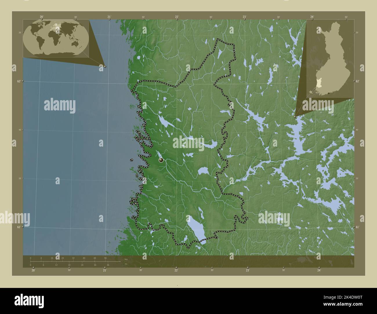 Satakunta, region of Finland. Elevation map colored in wiki style with ...