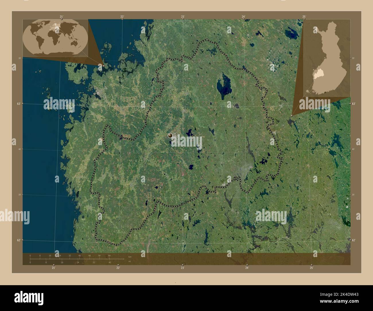 Southern Ostrobothnia, region of Finland. Low resolution satellite map ...