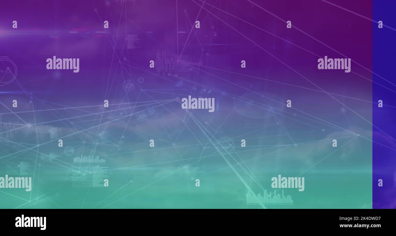 Digital image of network of connections and data processing against ...