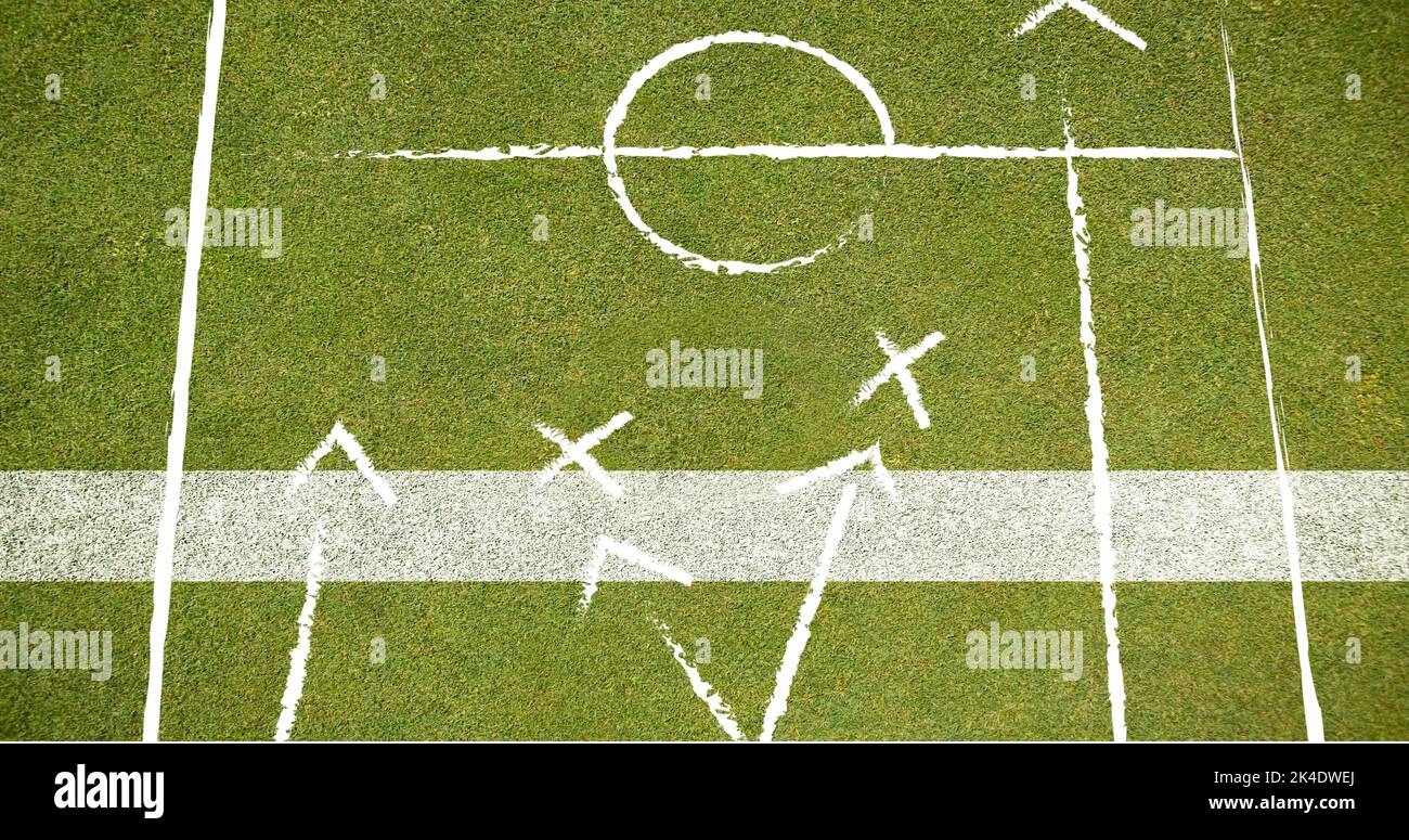 Image of game plan over green background Stock Photo - Alamy