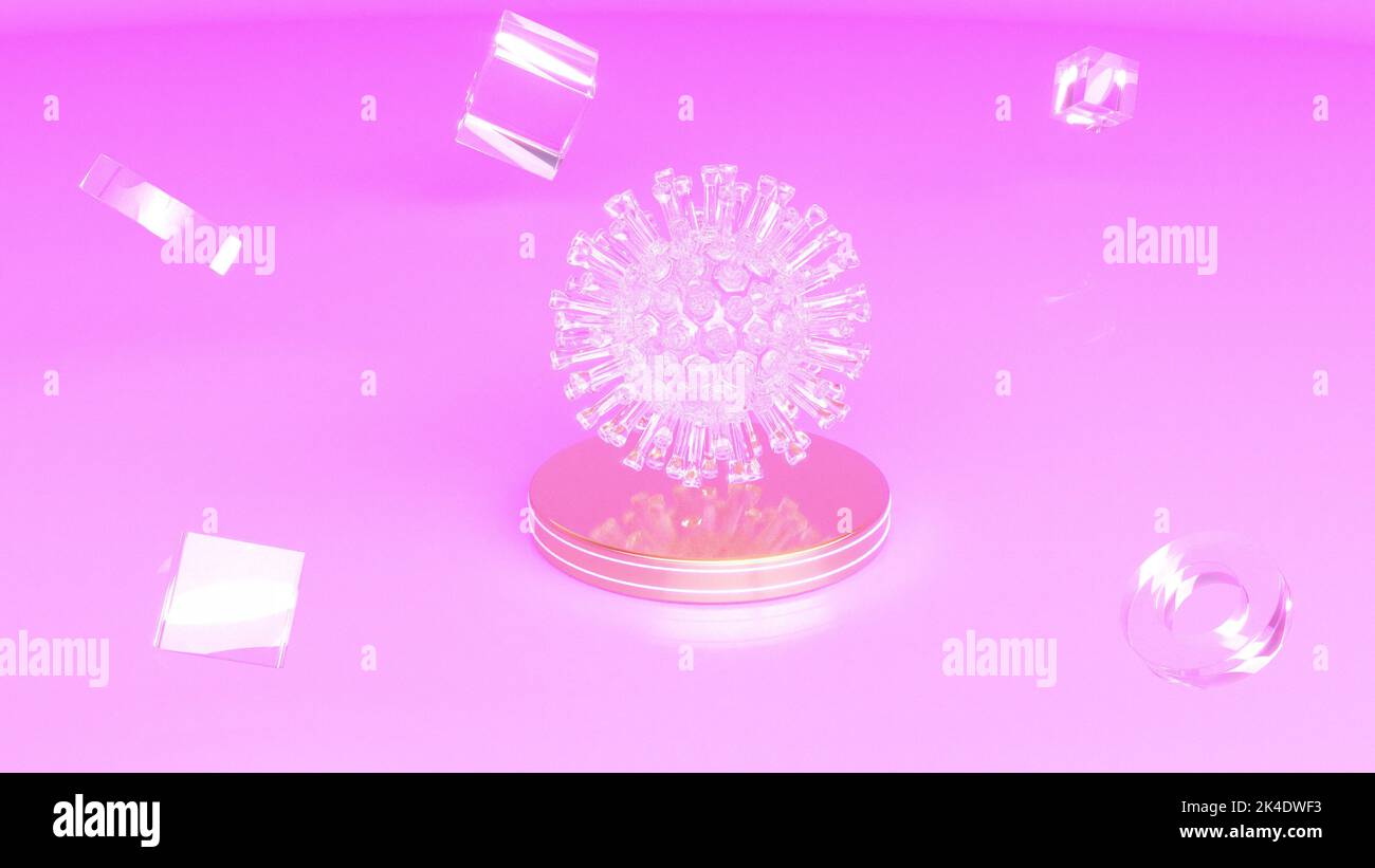 3d glass virus model medical design Covid-19 research 3d render Stock ...
