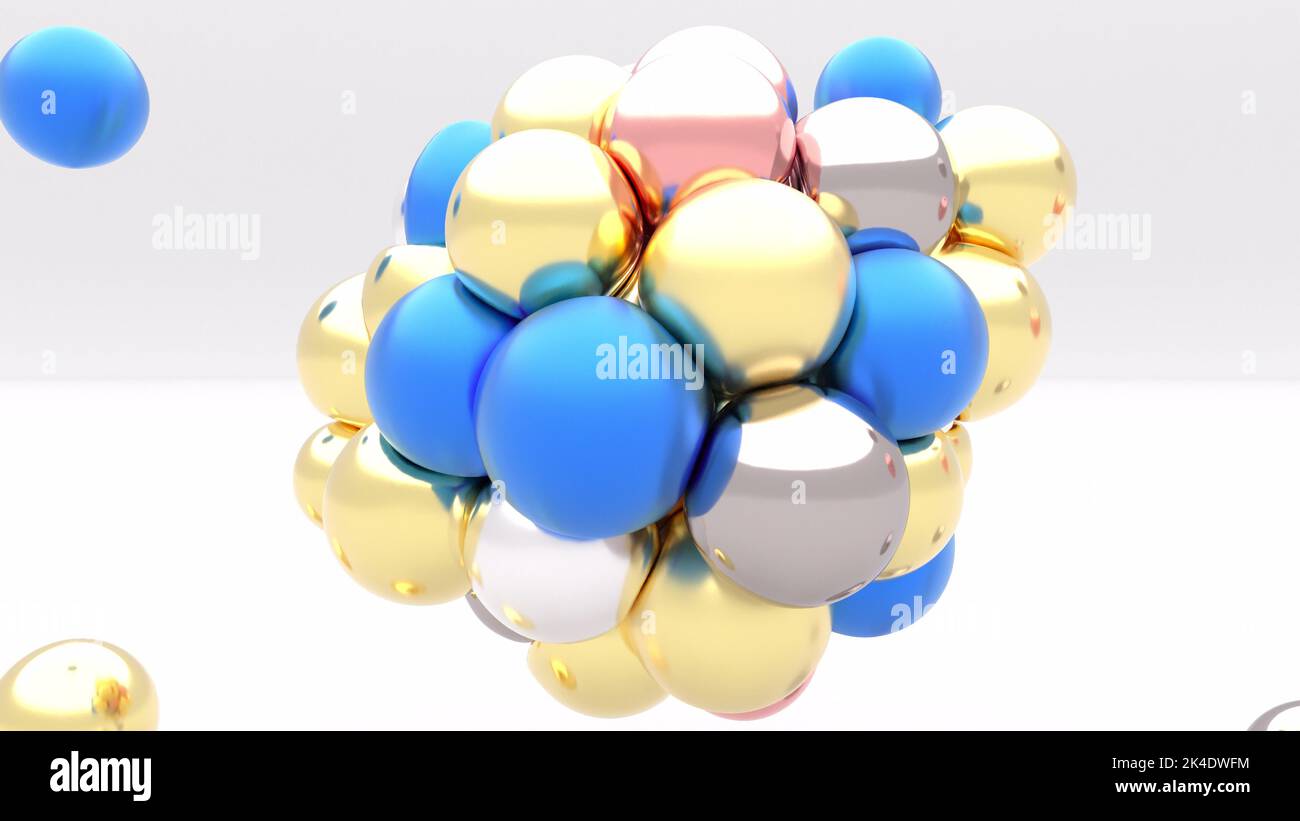 Soft color metal collide on white minimal motion graphic 3d render ...