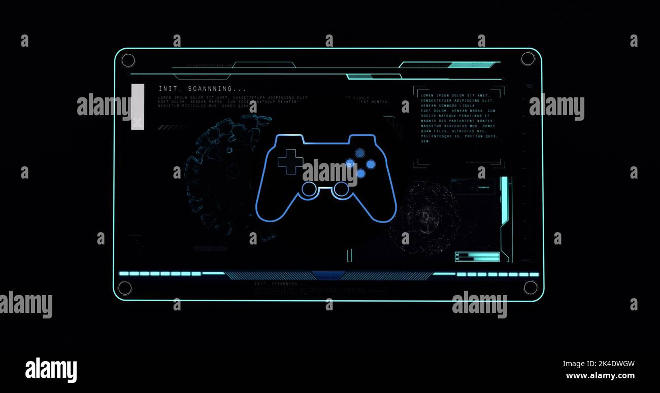 Image of data processing over gamepad icon Stock Photo - Alamy