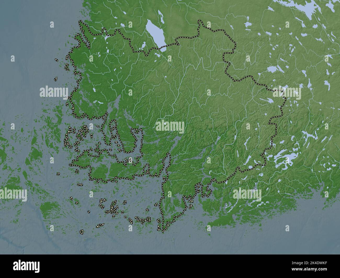 Southwest Finland, region of Finland. Elevation map colored in wiki ...