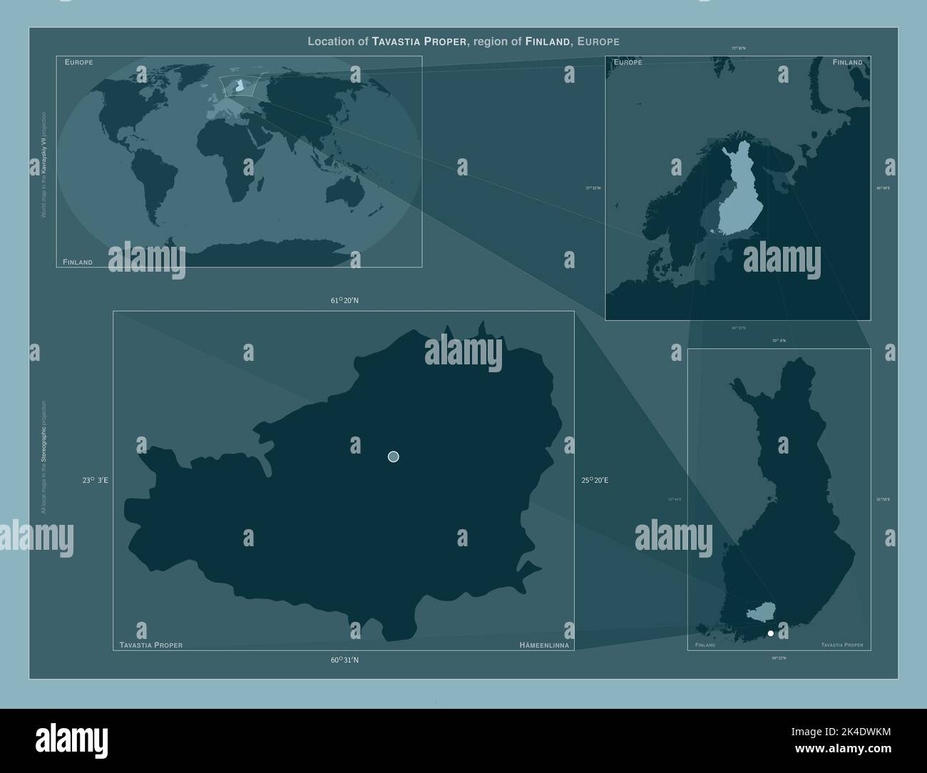 Tavastia Proper, region of Finland. Diagram showing the location of the ...