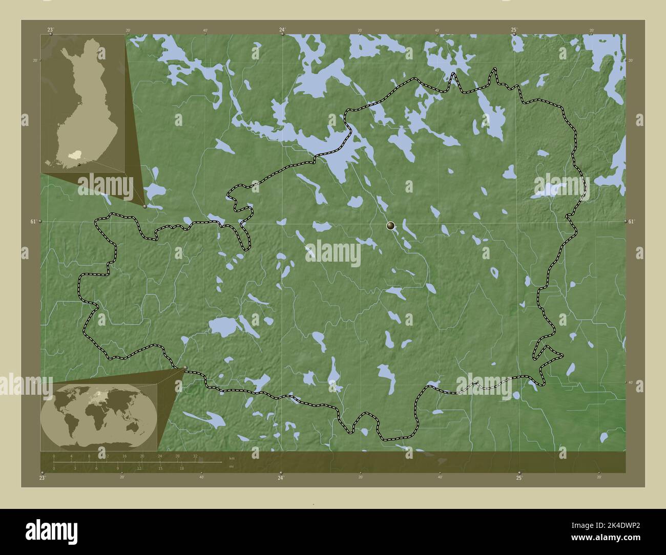 Tavastia Proper, region of Finland. Elevation map colored in wiki style ...