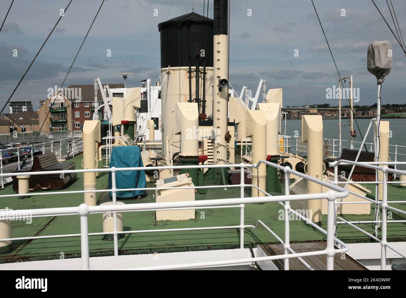 Upper deck of the preserved steamship SS "Shieldhall" in dock at ...