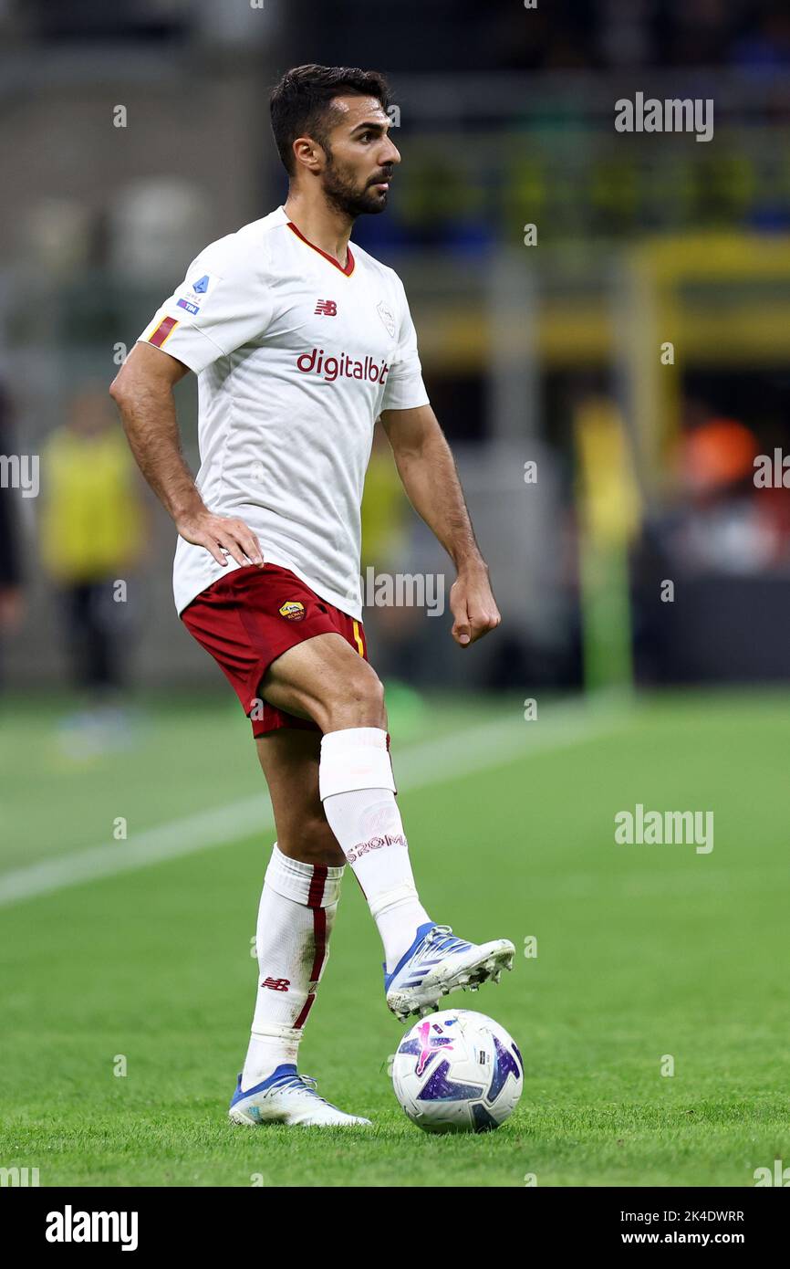 Milano, Italy. 01st Oct, 2022. Mehmet Zeki Celik of As Roma controls ...