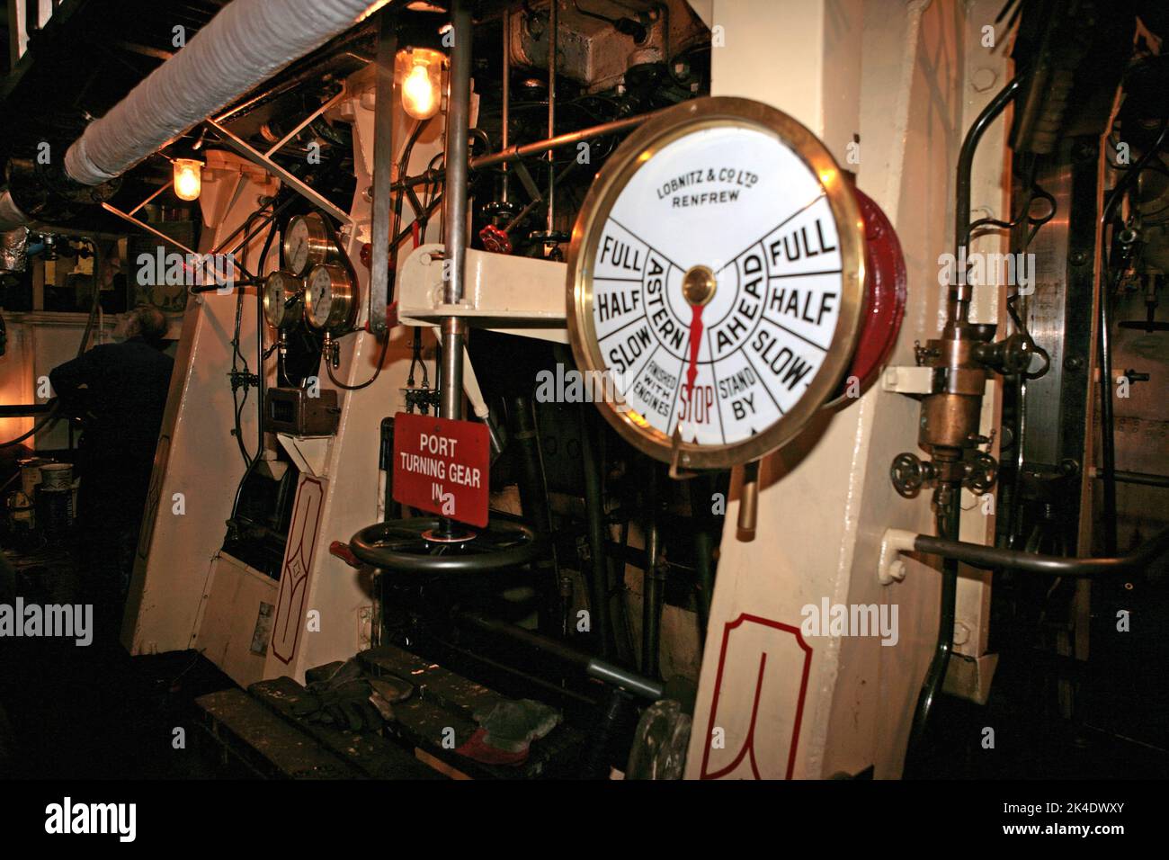 Engineroom telegraph on the preserved steamship SS "Shieldhall Stock ...