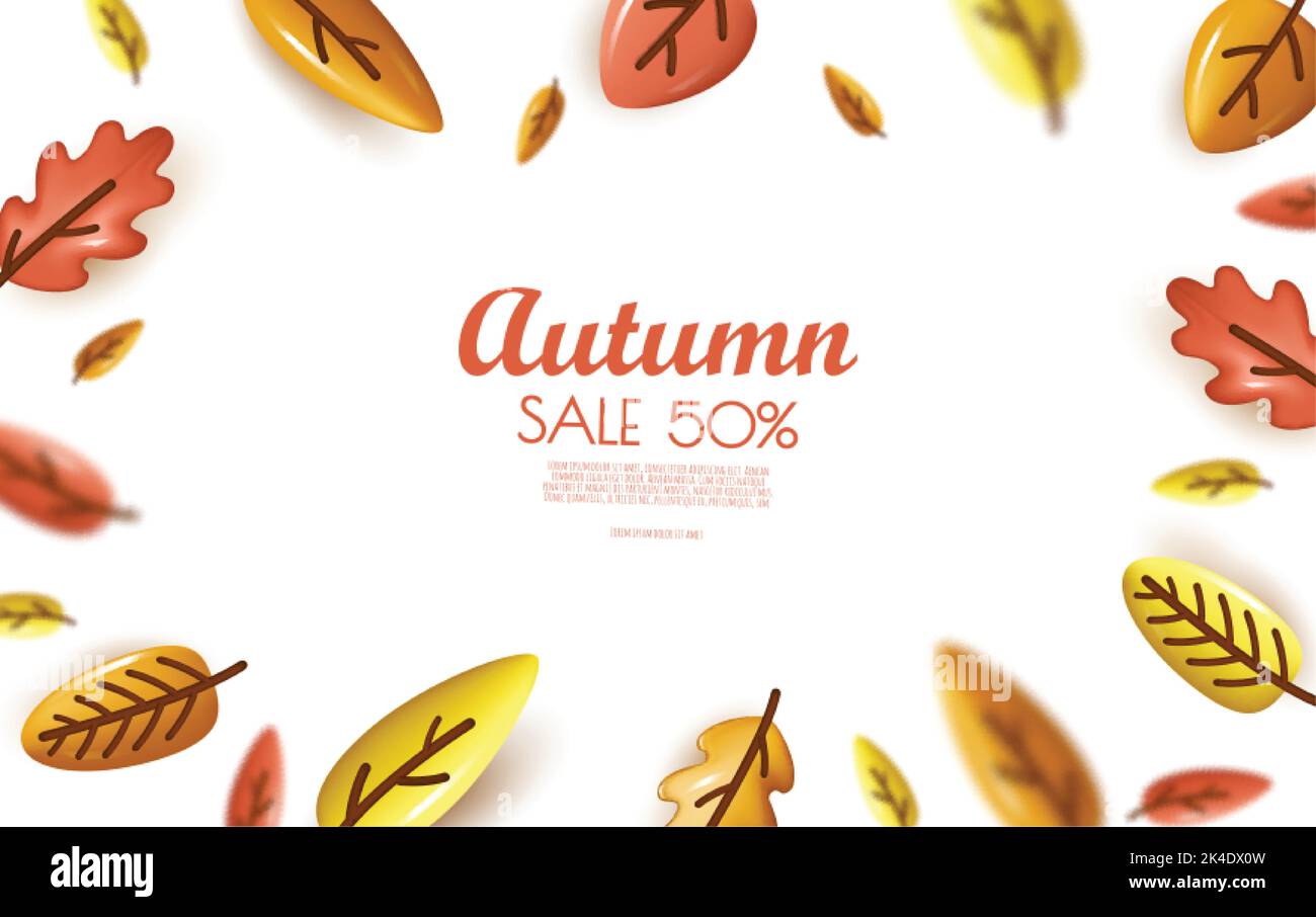 Autumn sale flyer template. Bright fall leaves. Poster, card, label ...