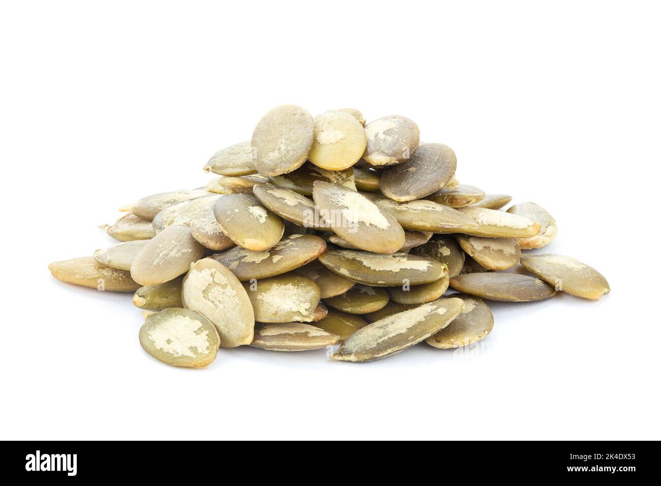 Pumpkin seeds on white background. Green pepita seeds. Top view Stock ...