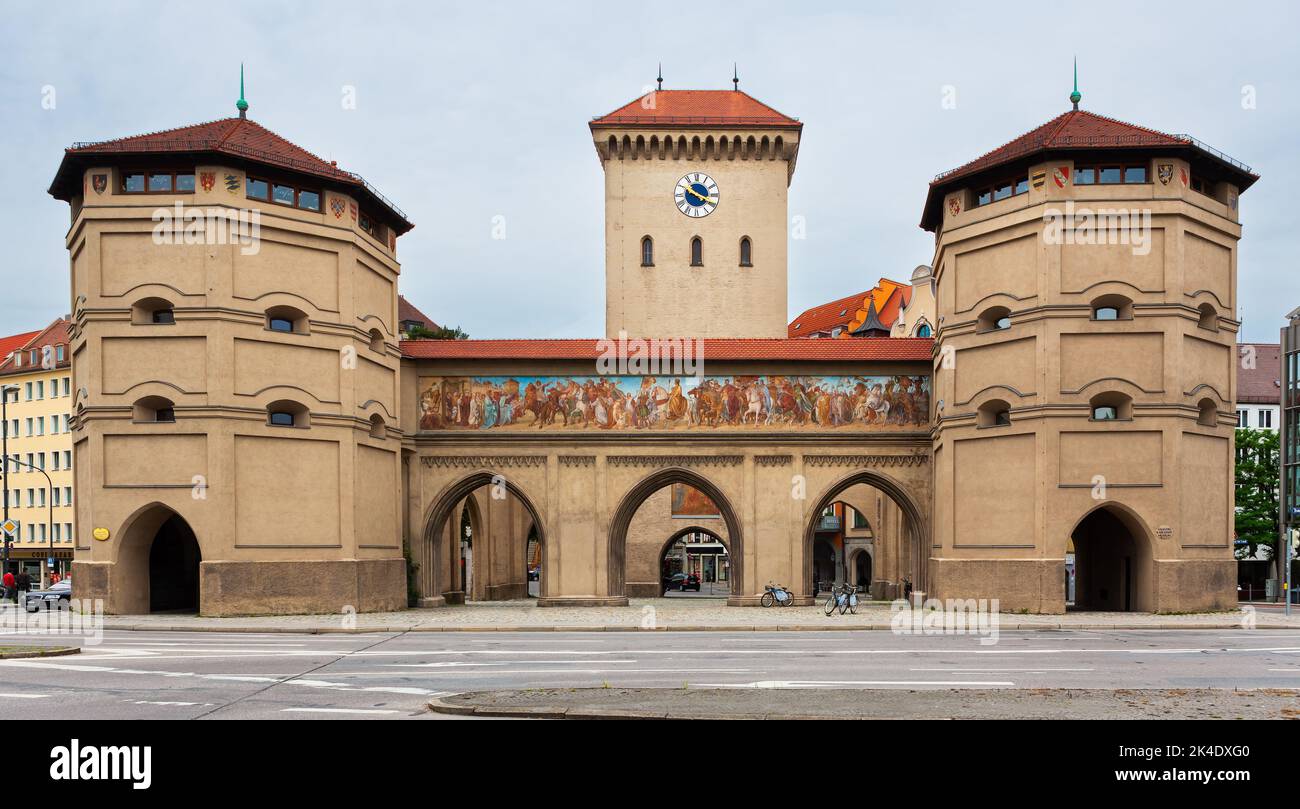 Munich, Germany - July 4, 2011 : Isartor. Isar Gate, medieval city gate ...