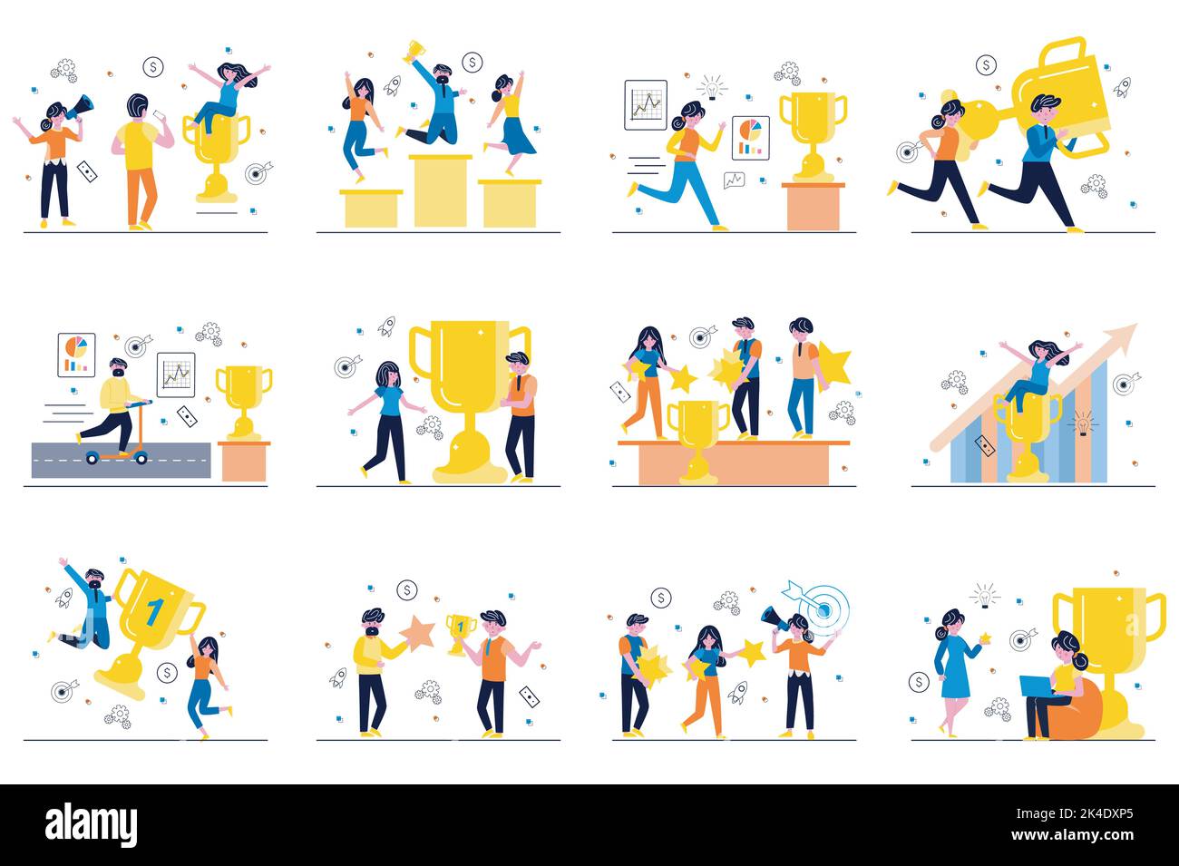 Business award concept with tiny people scenes set in flat design ...