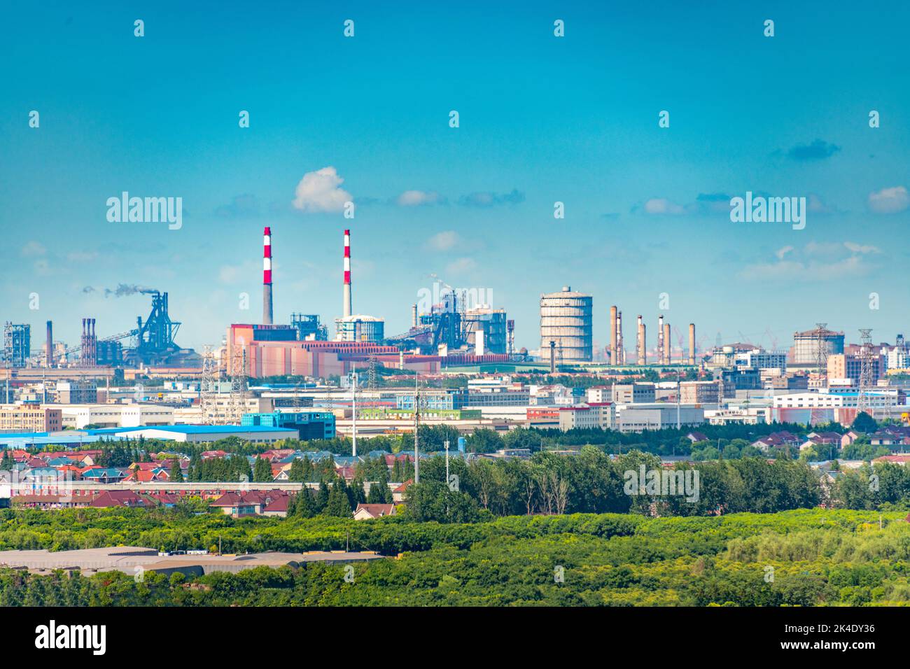 Factories and residential buildings on the outskirts of Shanghai, China ...
