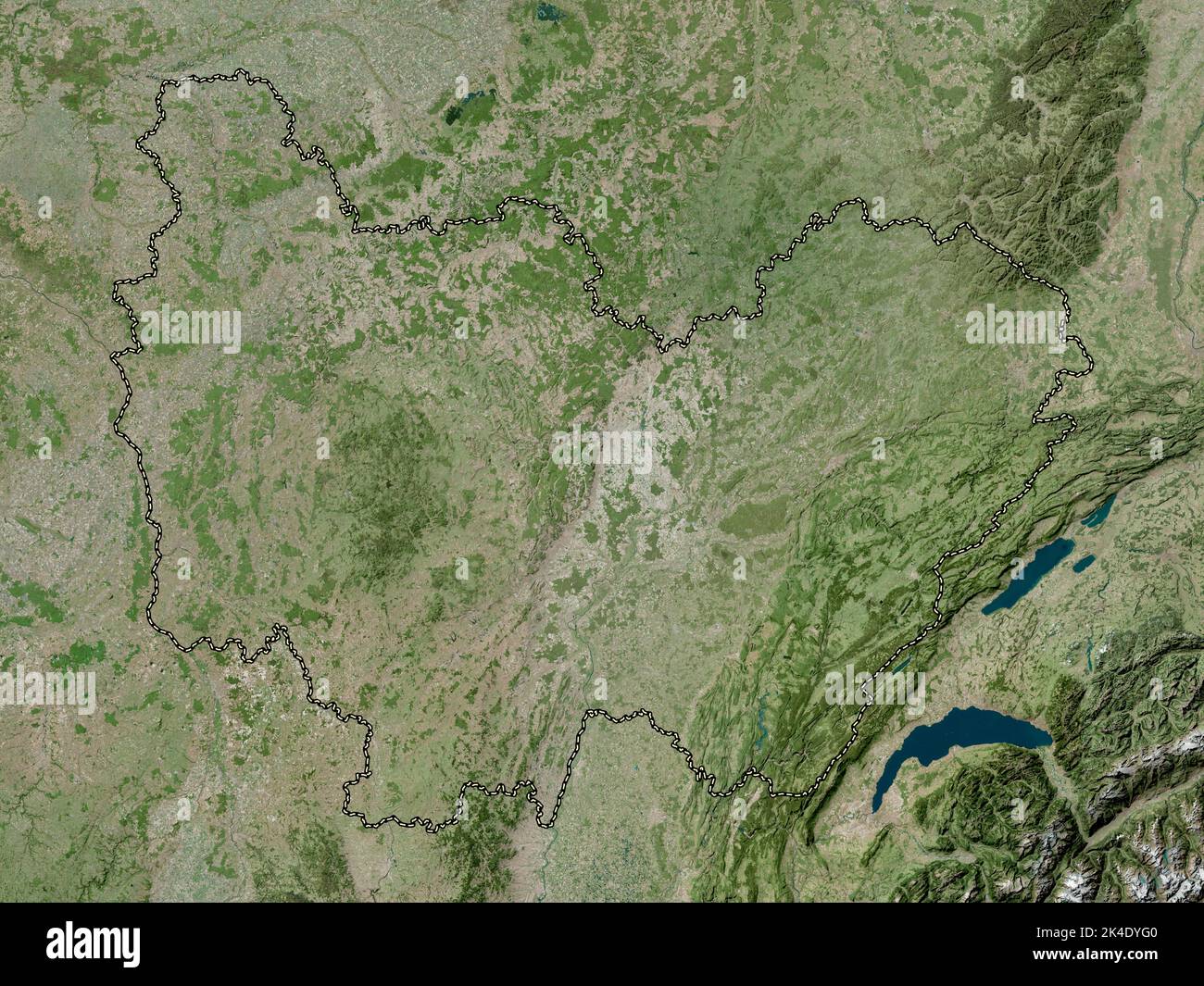 Bourgogne-Franche-Comte, region of France. High resolution satellite ...