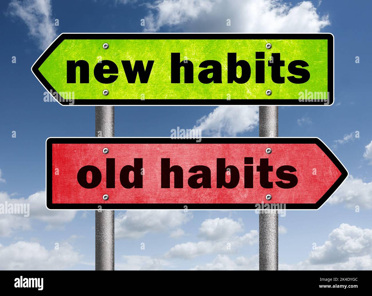 New Habits versus Old Habits Stock Photo - Alamy