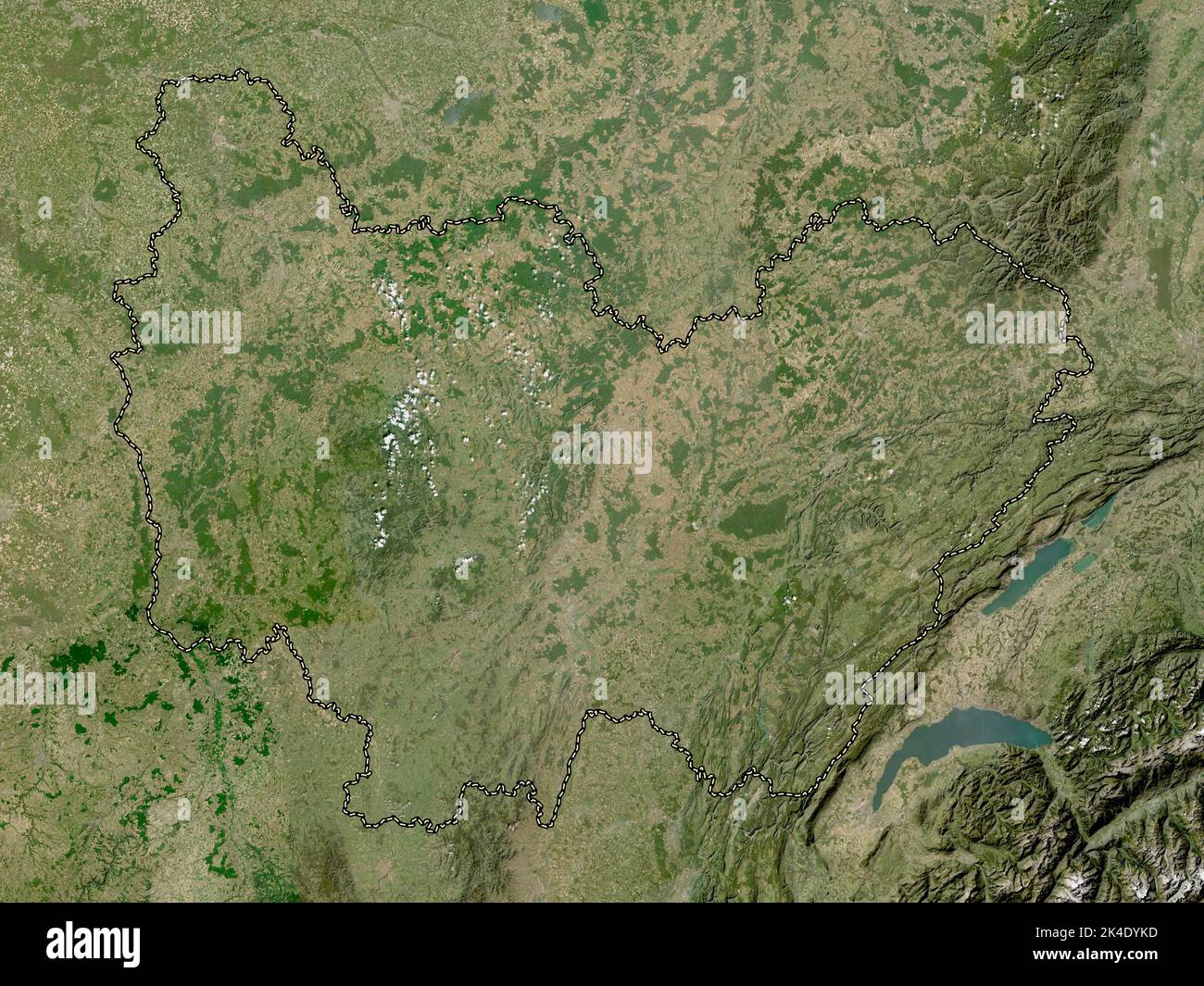 Bourgogne-Franche-Comte, region of France. Low resolution satellite map ...