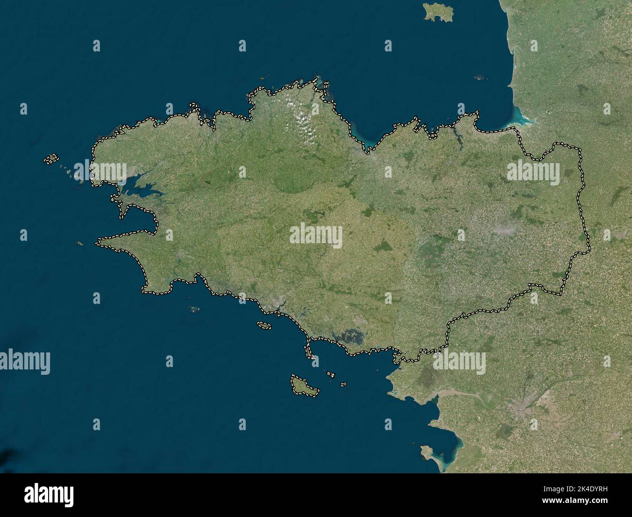 Bretagne, region of France. Low resolution satellite map Stock Photo ...