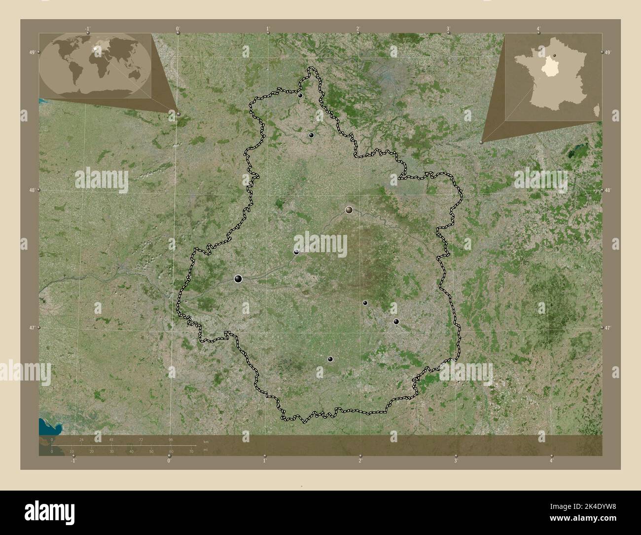 Centre-Val de Loire, region of France. High resolution satellite map ...