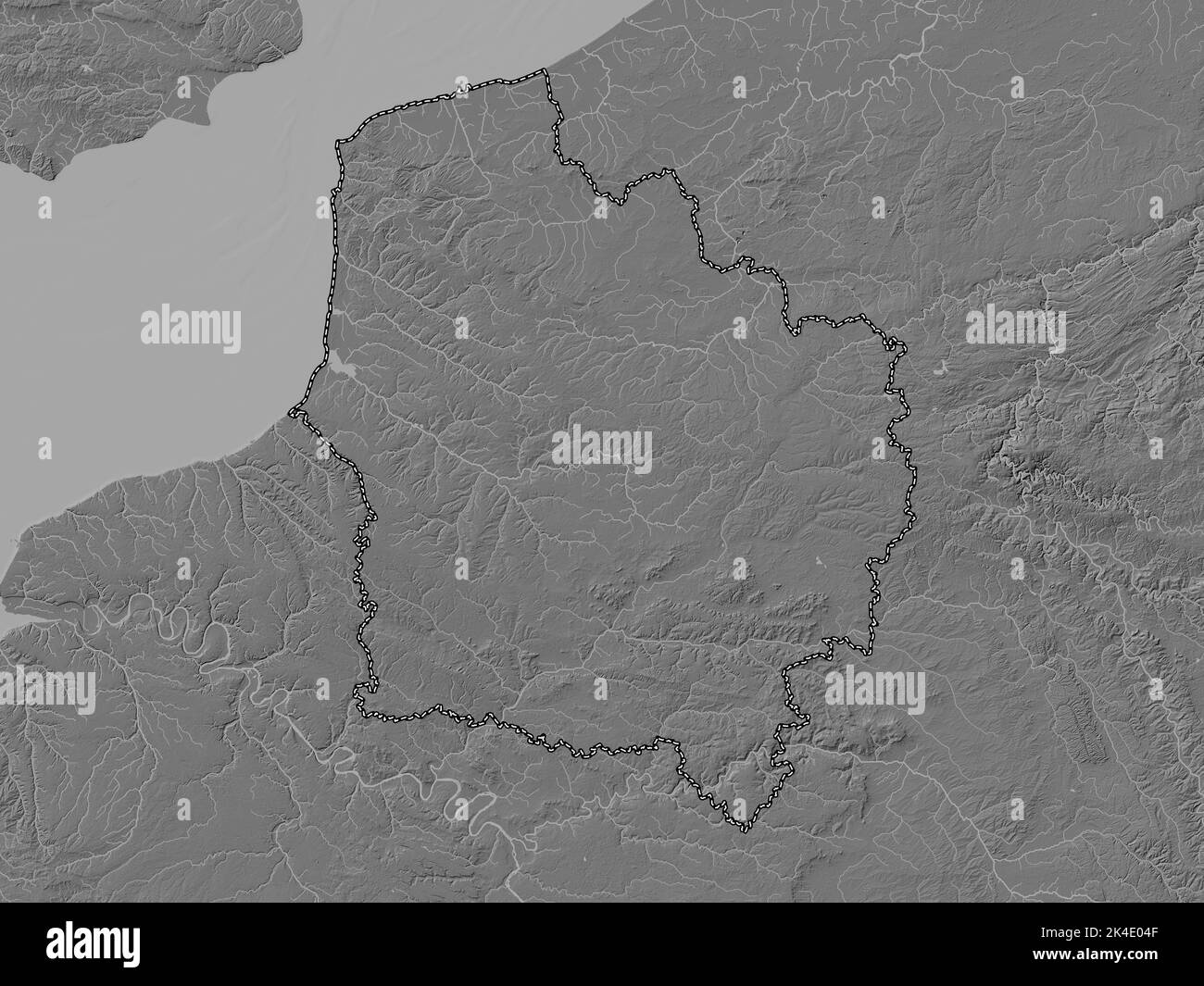 Hauts-de-France, region of France. Bilevel elevation map with lakes and ...