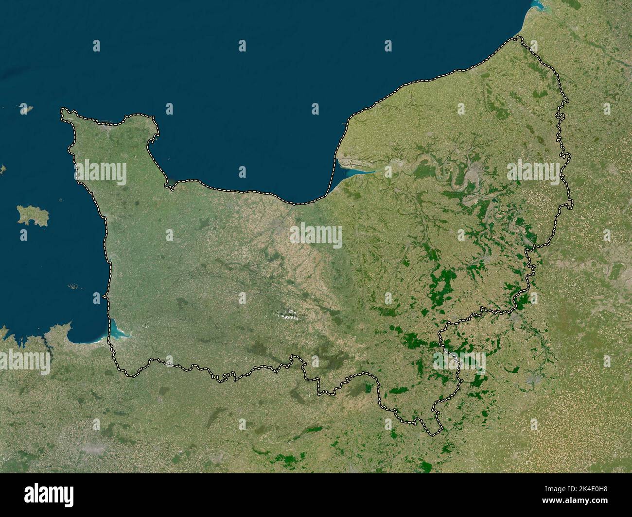 Normandie, region of France. Low resolution satellite map Stock Photo ...
