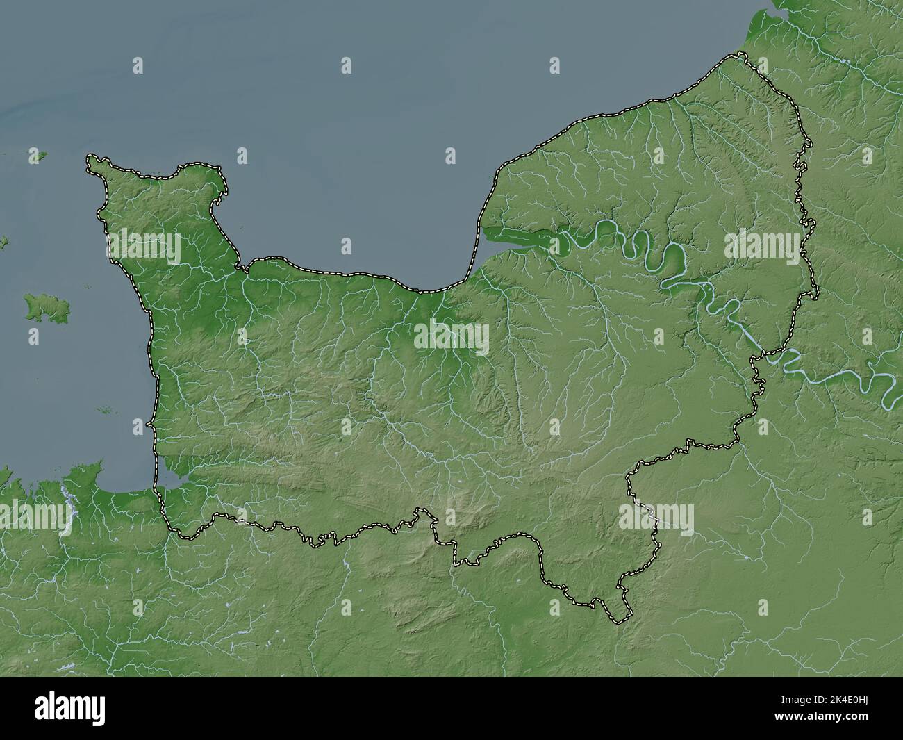 Normandie, region of France. Elevation map colored in wiki style with ...