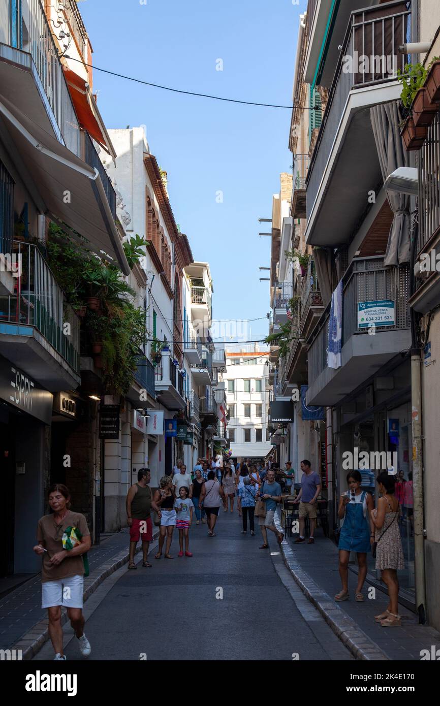 Sitges Centre streets with People, Spain Stock Photo - Alamy