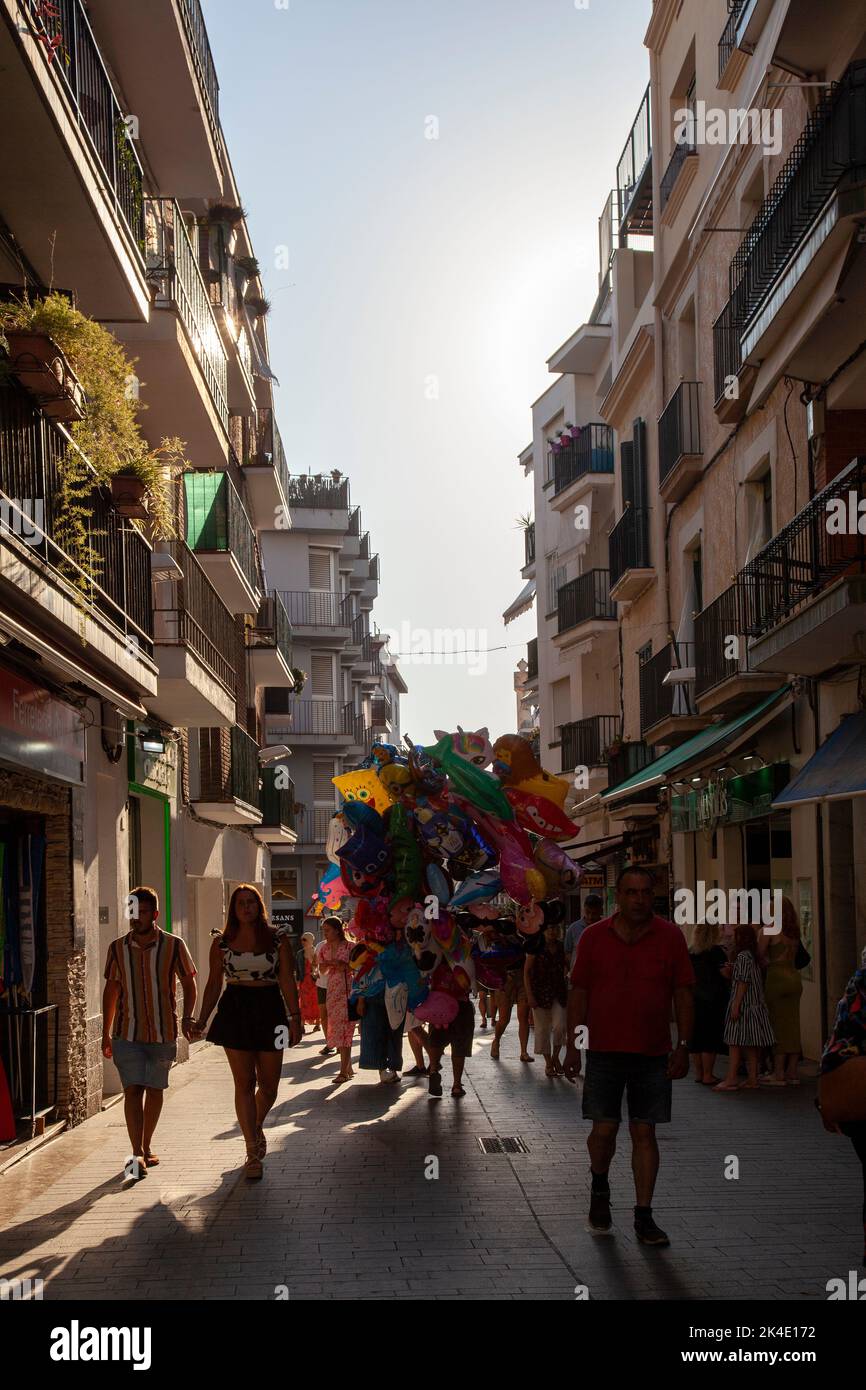Sitges Centre streets with People, Spain Stock Photo - Alamy