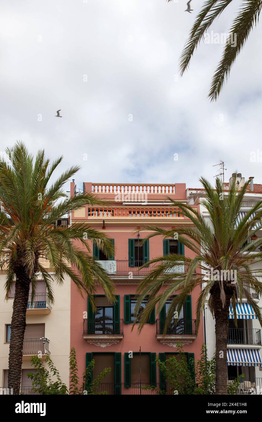 Sitges Promenade Buildings, Spain Stock Photo - Alamy