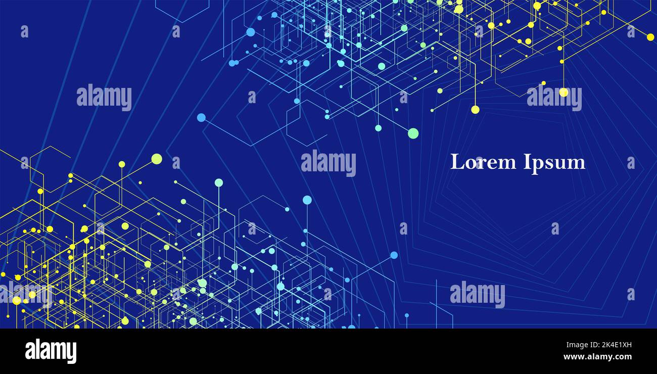 abstract blue yellow hexagon, network image, geometric navy texture ...