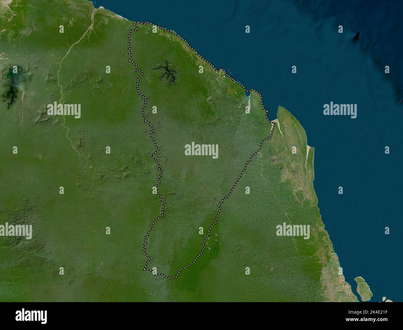 Cayenne, arrondissement of French Guiana. Low resolution satellite map ...