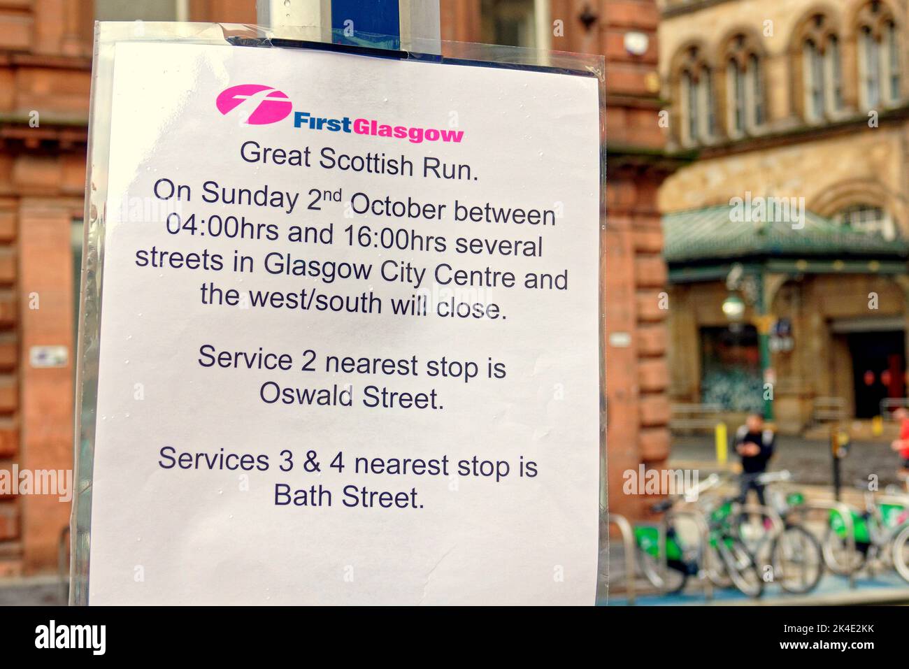 Glasgow, Scotland, UK 2nd October, 2022. Road closures disrupted ...