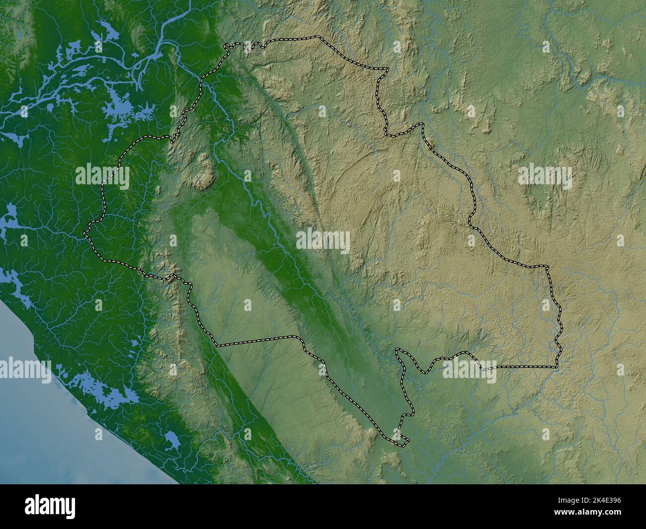 Ngounie, province of Gabon. Colored elevation map with lakes and rivers Stock Photo - Alamy