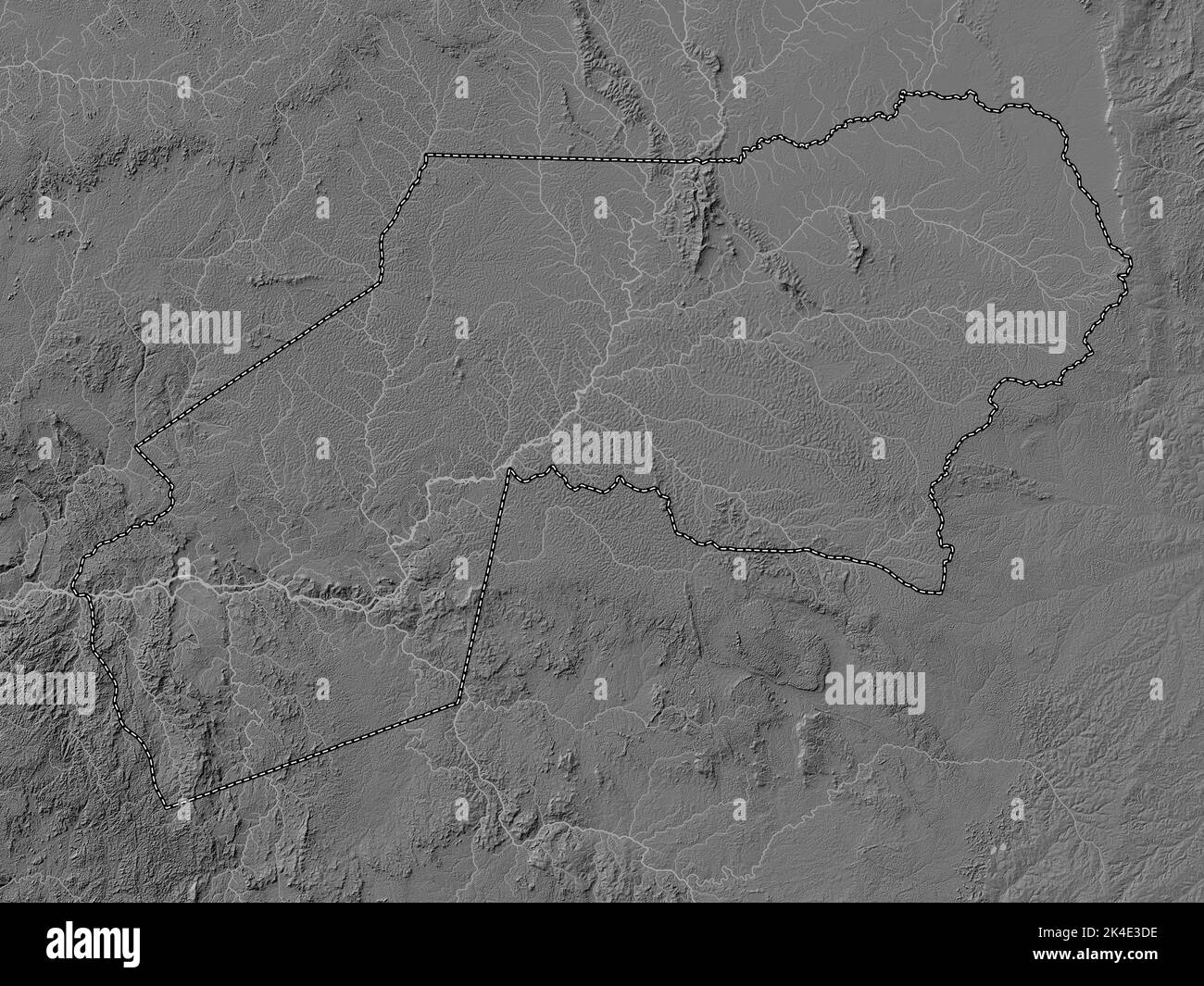 Ogooue-Ivindo, province of Gabon. Bilevel elevation map with lakes and ...