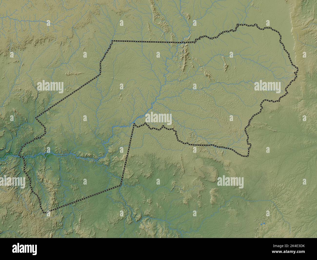Ogooue-Ivindo, province of Gabon. Colored elevation map with lakes and ...