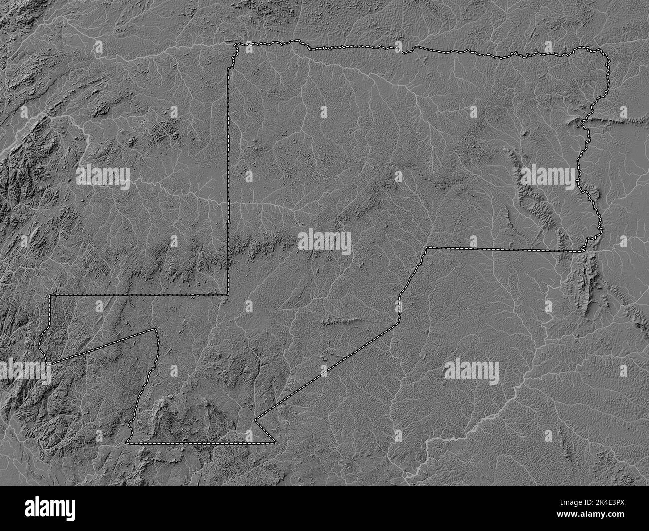 Wouleu-Ntem, province of Gabon. Bilevel elevation map with lakes and ...