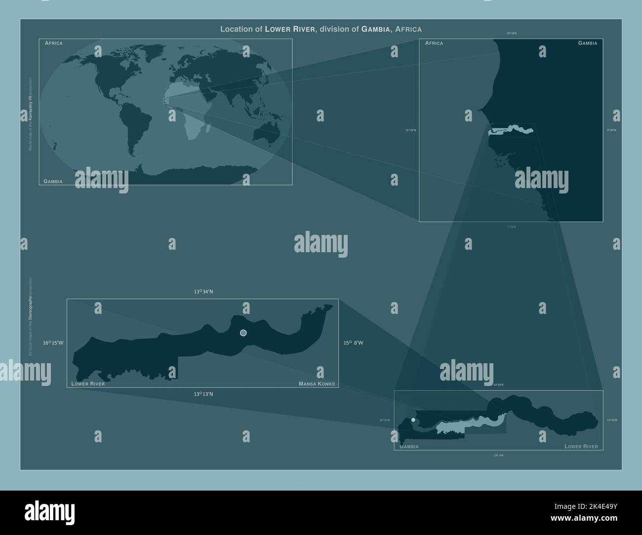 Lower River, division of Gambia. Diagram showing the location of the ...