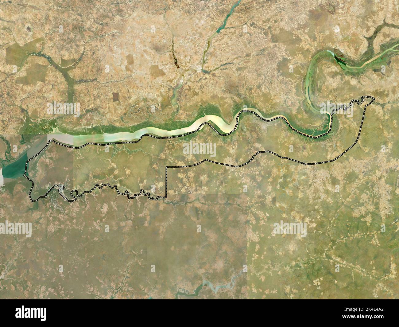 Lower River, division of Gambia. High resolution satellite map Stock ...