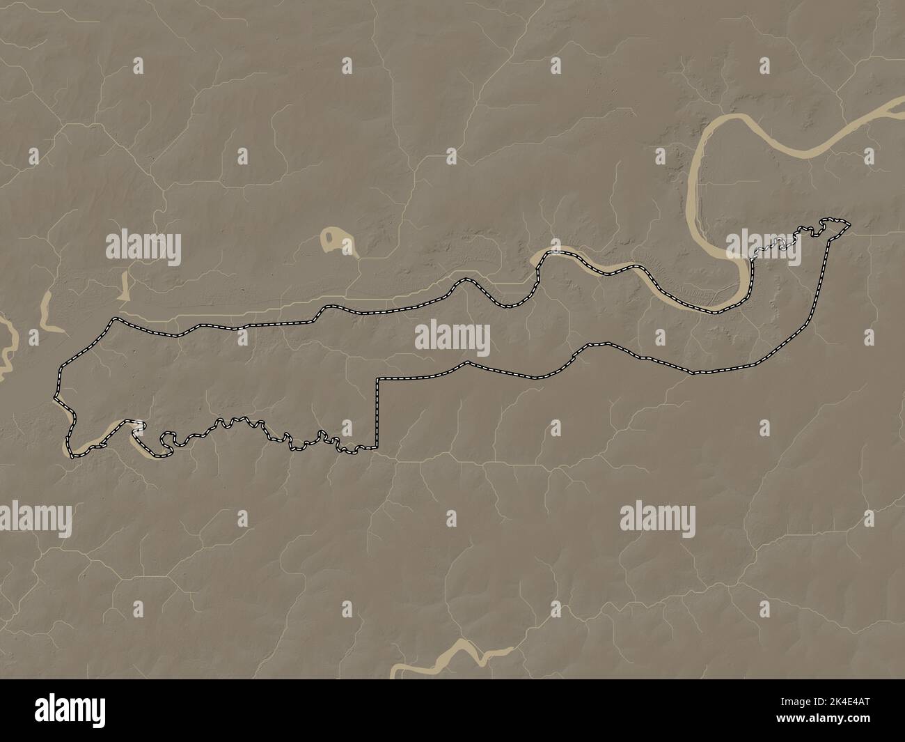 Lower River, division of Gambia. Elevation map colored in sepia tones ...
