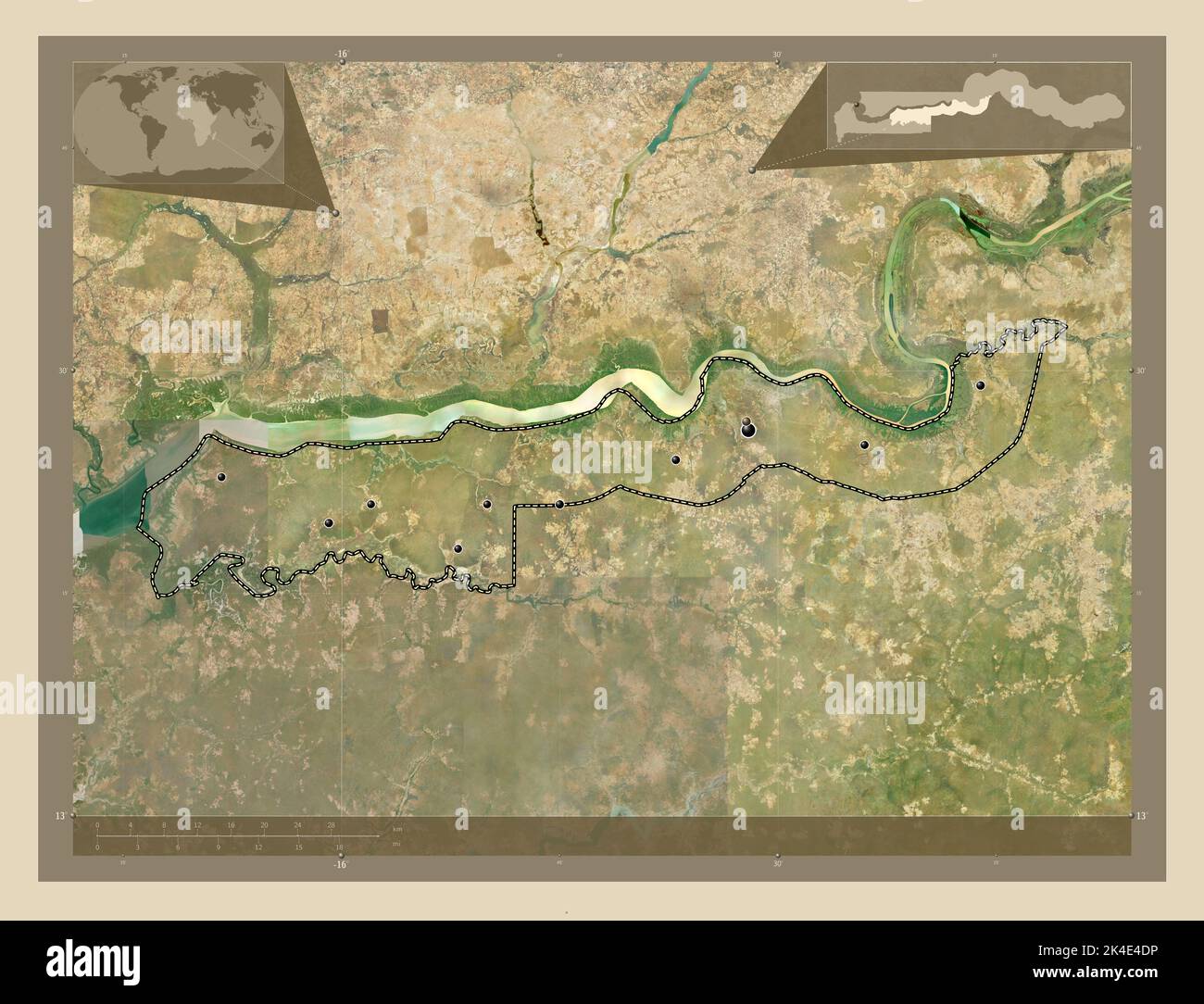 Lower River, division of Gambia. High resolution satellite map ...