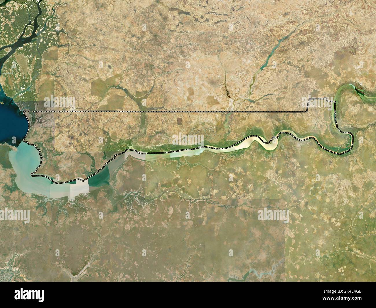 North Bank, division of Gambia. High resolution satellite map Stock ...