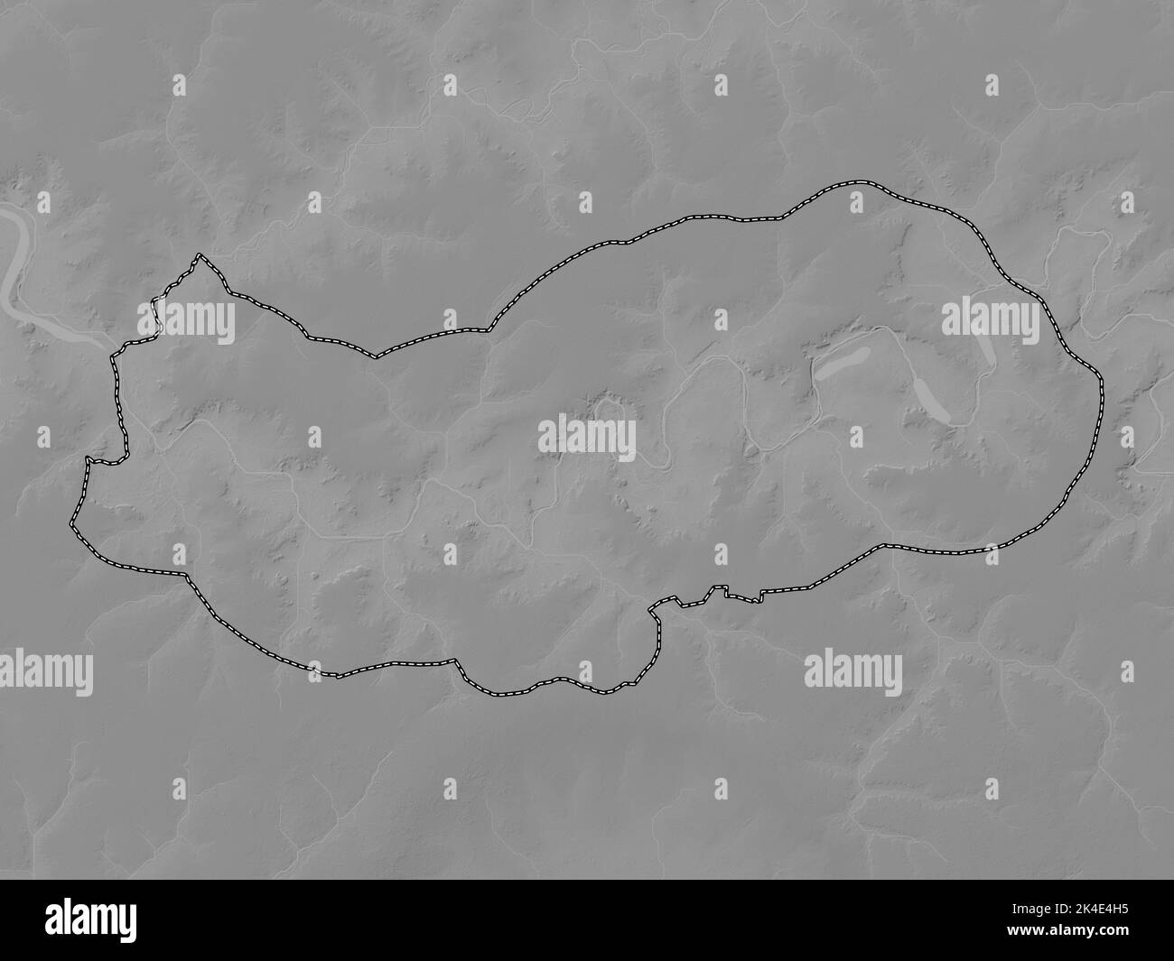 Upper River, division of Gambia. Grayscale elevation map with lakes and ...