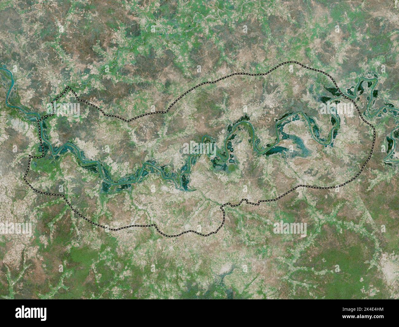 Upper River, division of Gambia. High resolution satellite map Stock ...