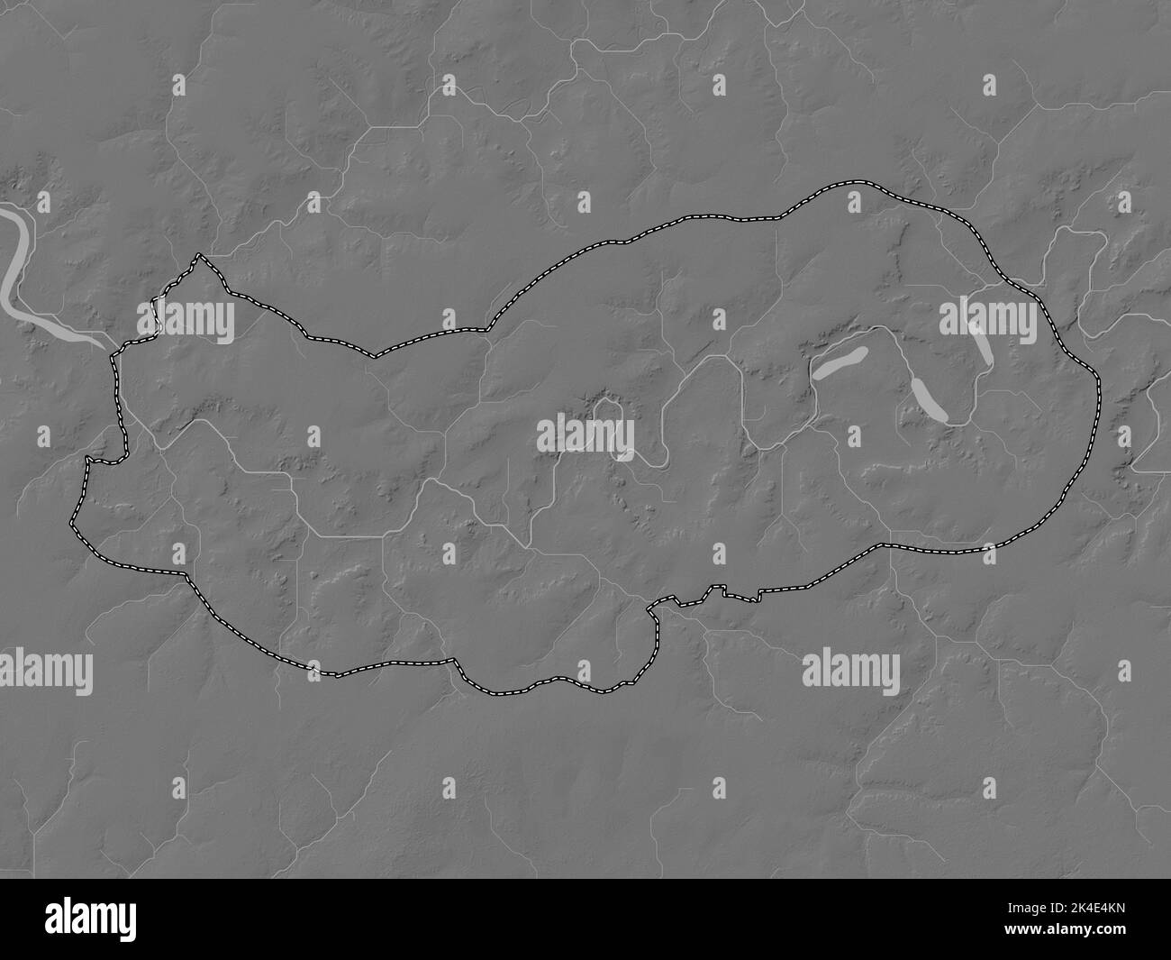 Upper River, division of Gambia. Bilevel elevation map with lakes and ...