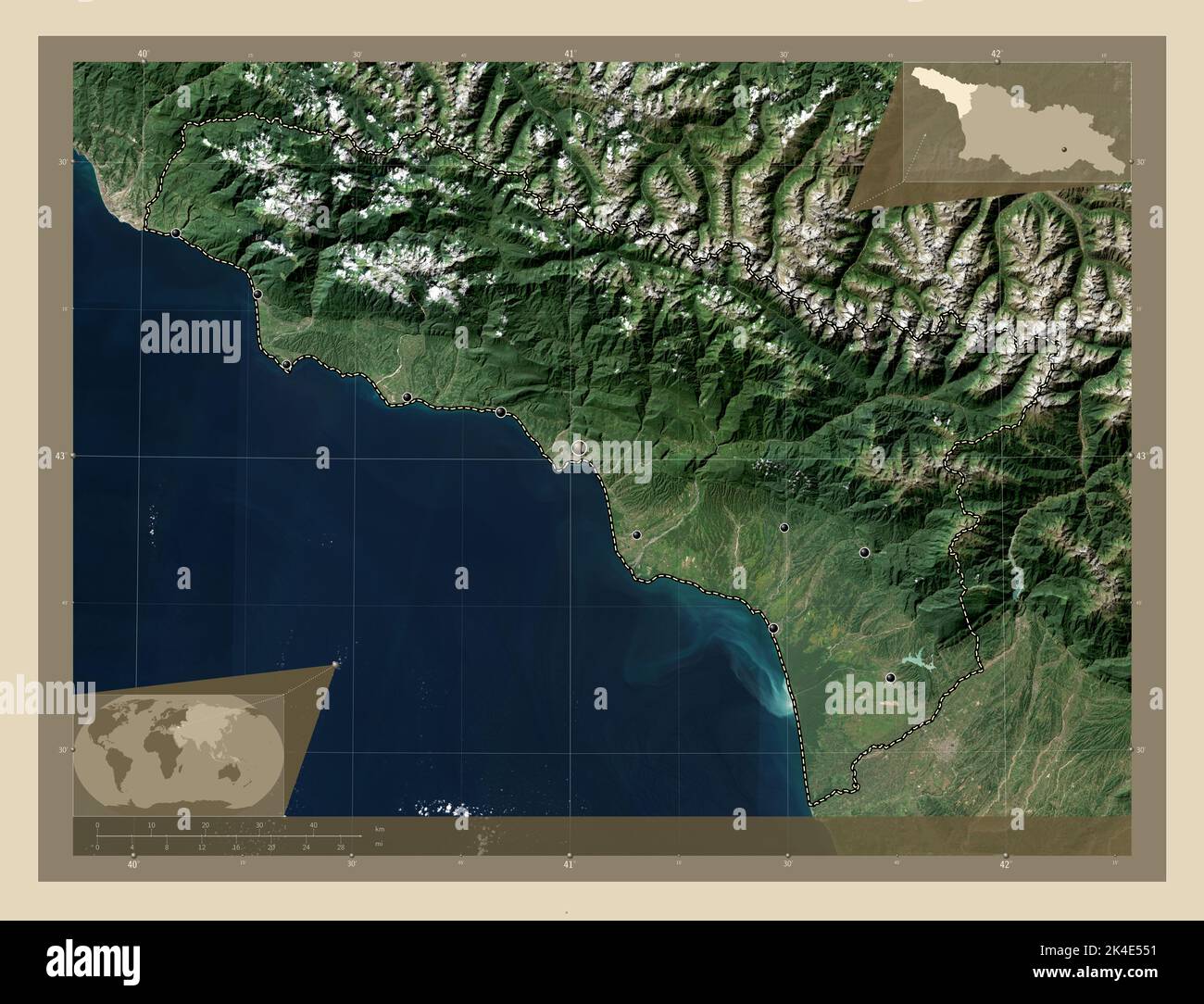 Abkhazia, autonomous republic of Georgia. High resolution satellite map ...