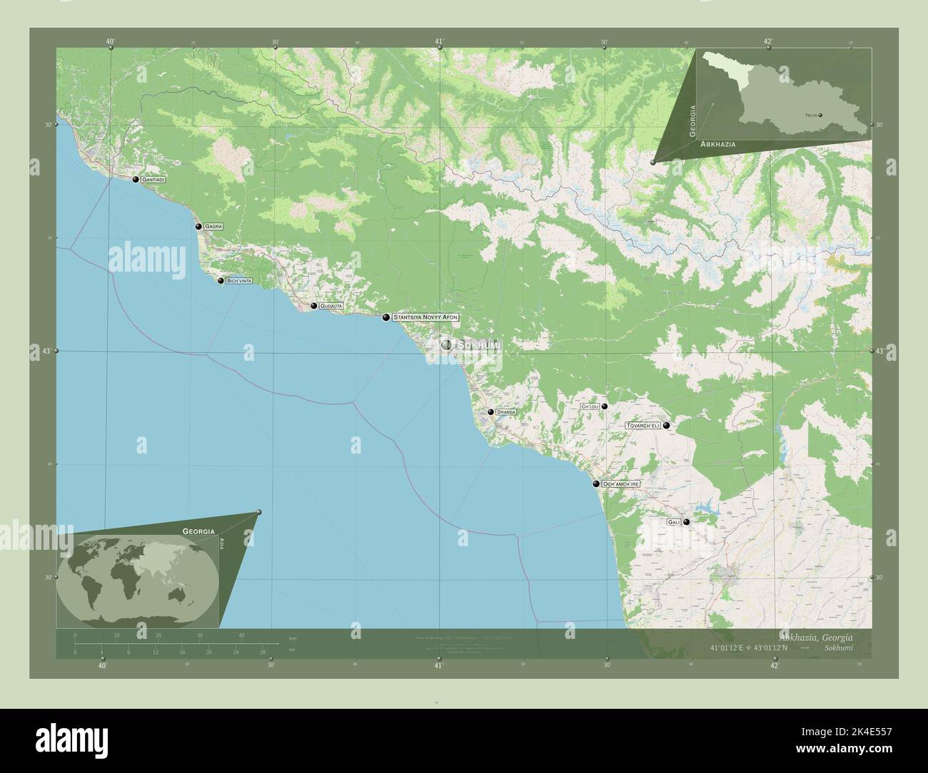 Abkhazia, autonomous republic of Georgia. Open Street Map. Locations ...