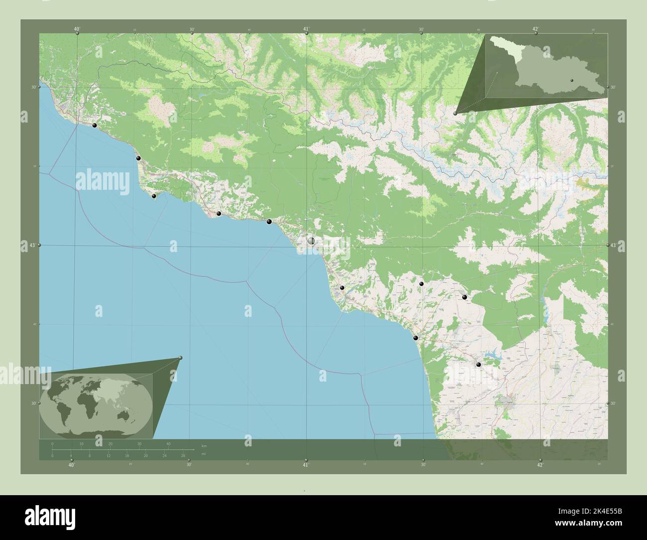 Abkhazia, autonomous republic of Georgia. Open Street Map. Locations of ...