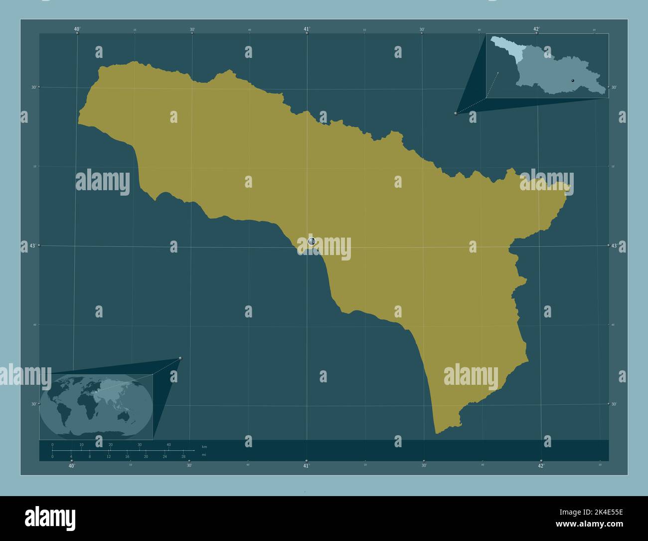 Abkhazia, autonomous republic of Georgia. Solid color shape. Corner ...
