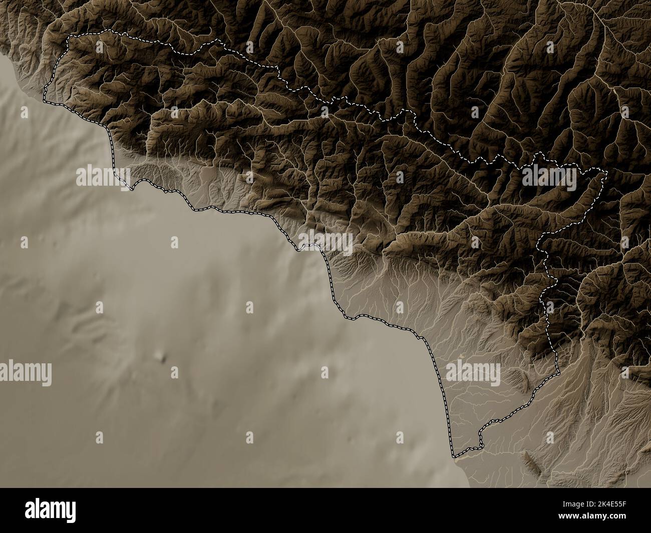 Abkhazia, autonomous republic of Georgia. Elevation map colored in ...